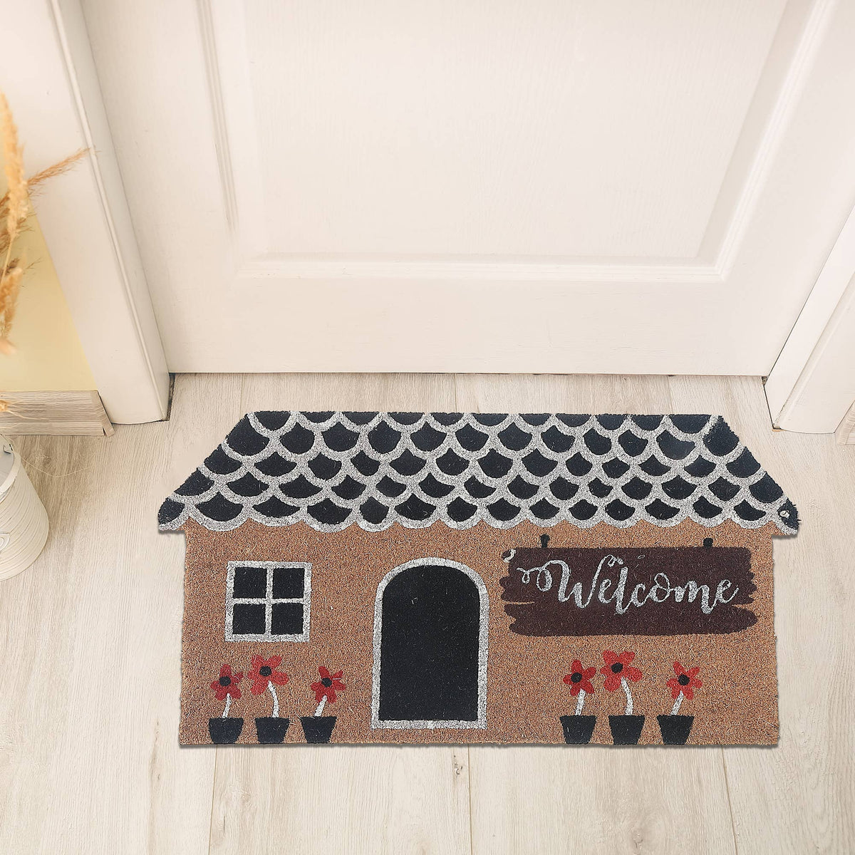 House Shape Coir Door Mat Welcome – The Fixy Farmhouse